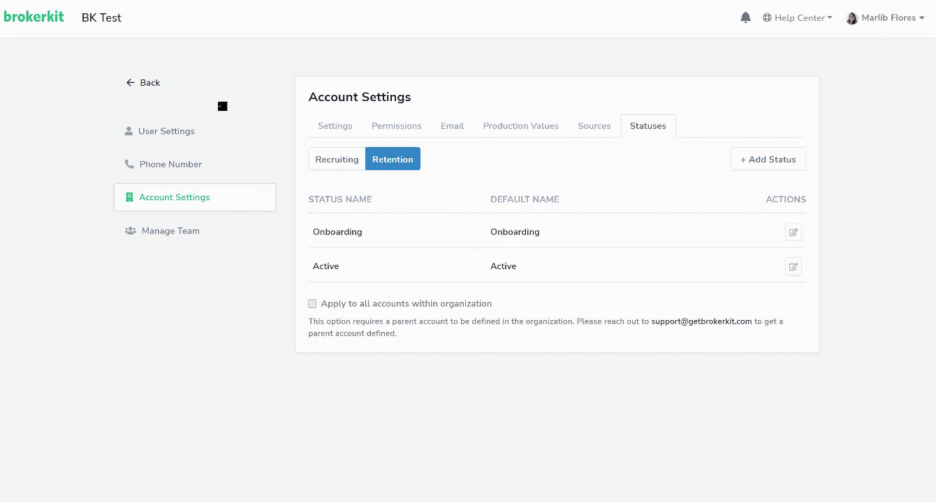 Custom Contact Statuses