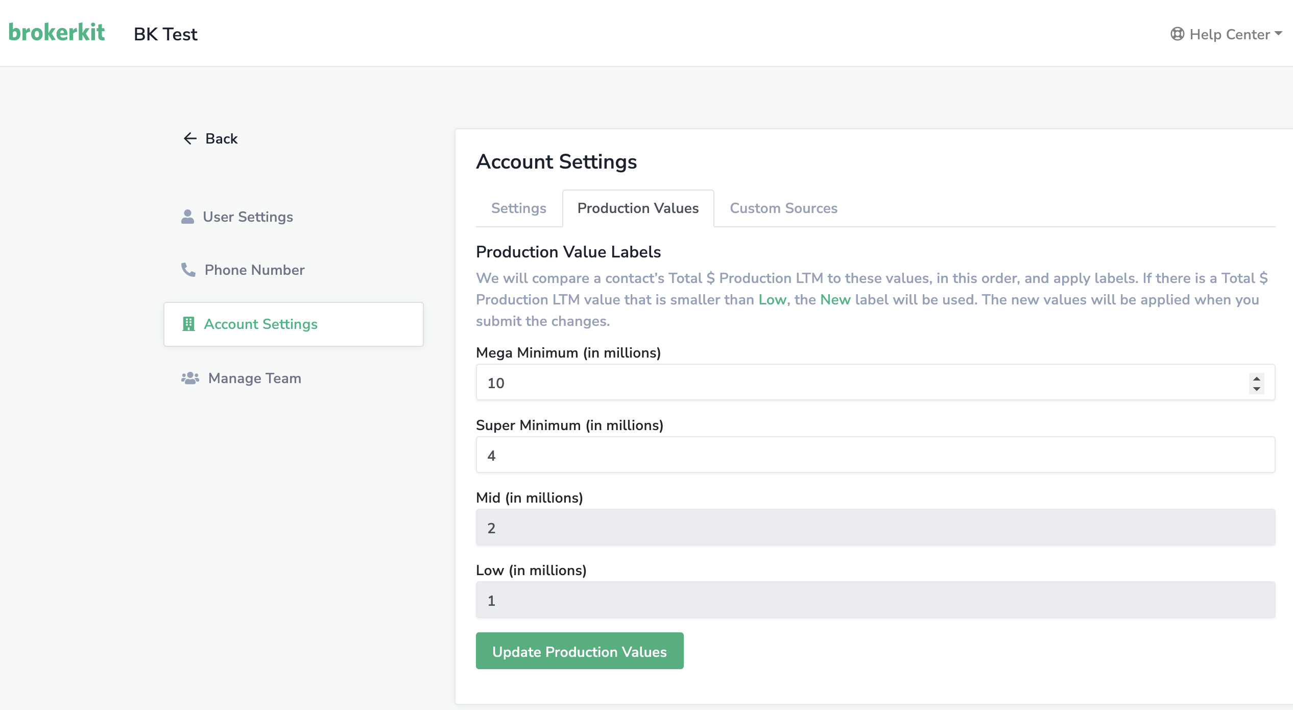 Configuring your production labels